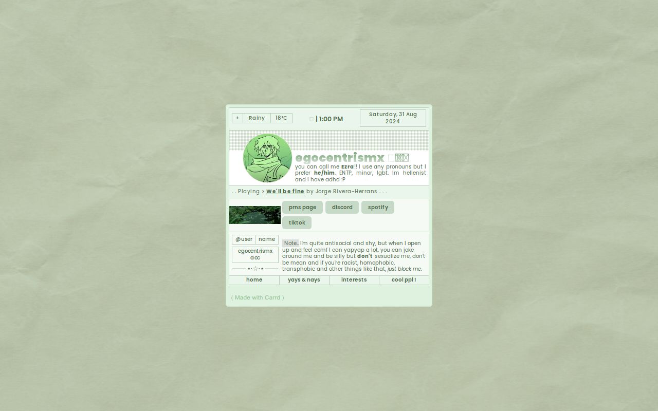 Ezra's carrd !!๋࣭ ⭑⚝